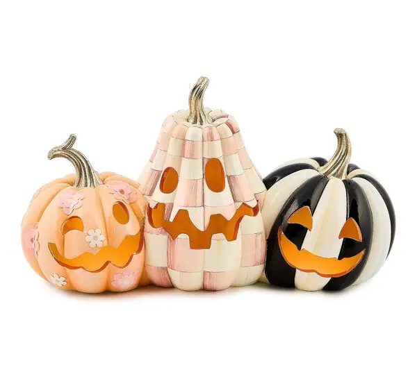 MACKENZIE-CHILDS Hocus Pocus Illuminated Jack O Lantern Trio - One-color