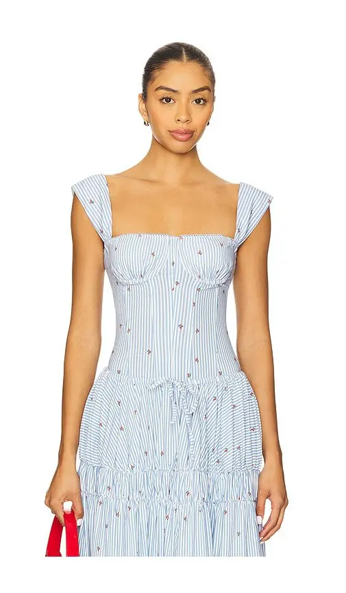 WeWoreWhat Ruched Cup Corset - Sky Multi