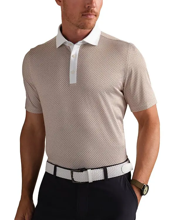 RHONE Golf Sport Polo - Dark Caramel Diamond Dash