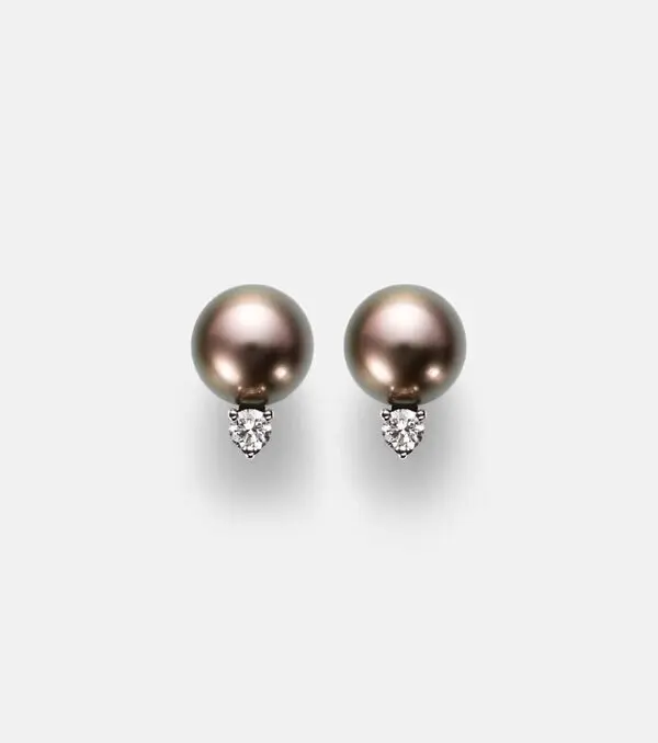 Mikimoto 18kt White Gold Pearl And Diamond Stud Earrings