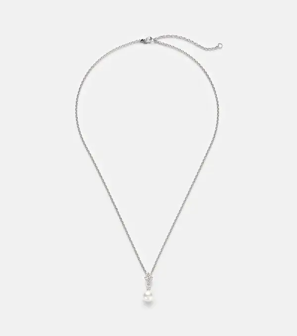 Mikimoto 18kt White Gold Necklace With Pearls And Diamonds - Silver