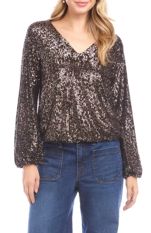 Karen Kane Sequin V-neck Top