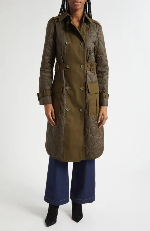 Veronica Beard Newberry Quilted Mixed Media Coat