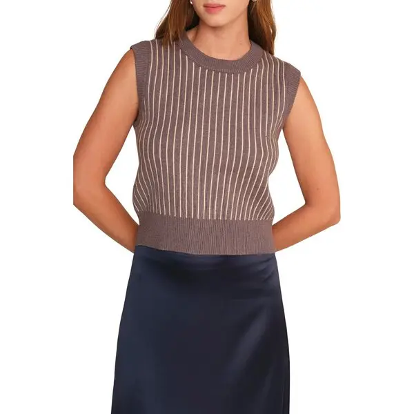 Deluc Striped Sweater Vest - Grey Melange With Ecru