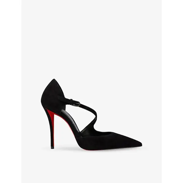 CHRISTIAN LOUBOUTIN Miss Ziggyta 100 Suede Heels - Black