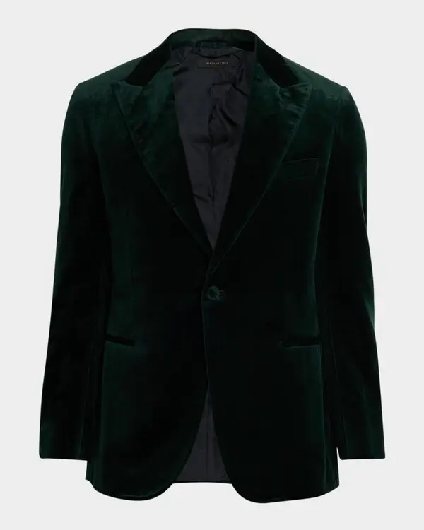 Brioni Velvet Single-breasted Blazer - Dark Green
