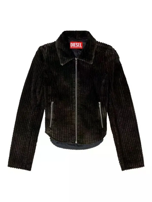 Diesel Corduroy Zip-up Jacket - Black