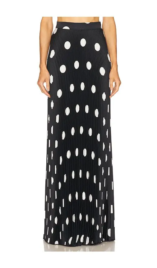 L'IDEE Gala Pleated Maxi Skirt - Polka Dot Noir