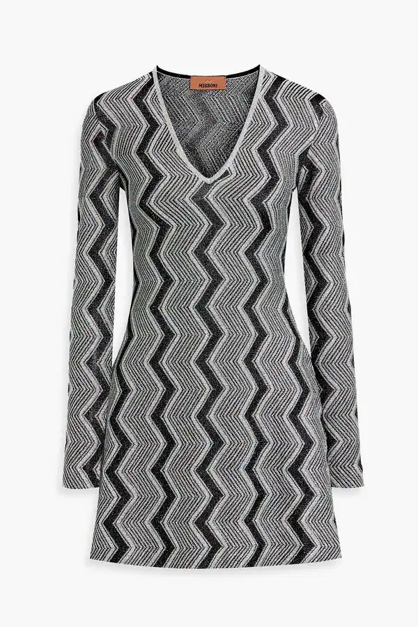 Missoni Metallic Crochet-Knit Mini Dress - Silver - 65% Off | Editorialist