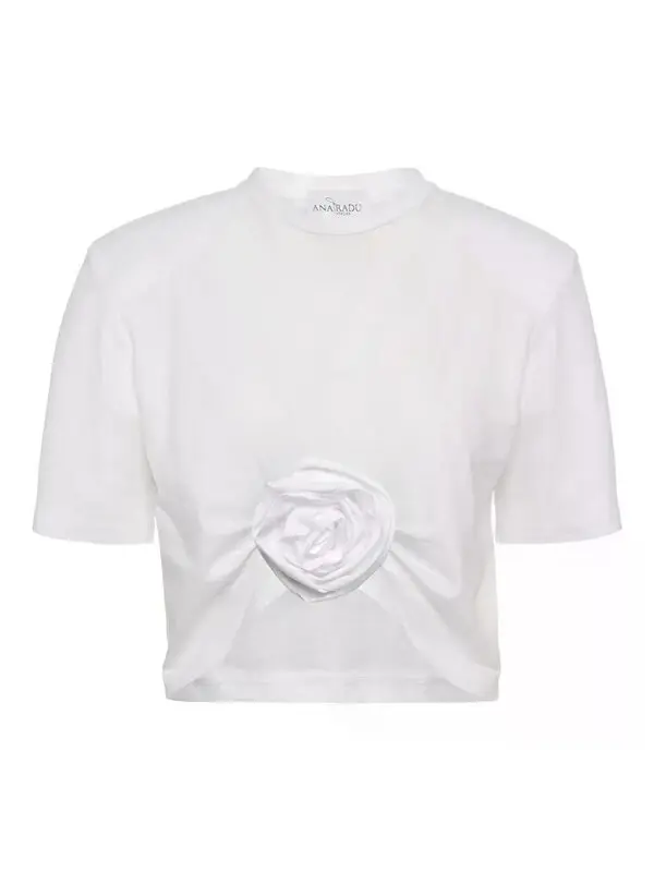 ANA RADU Rose-embellished Cropped Top - White