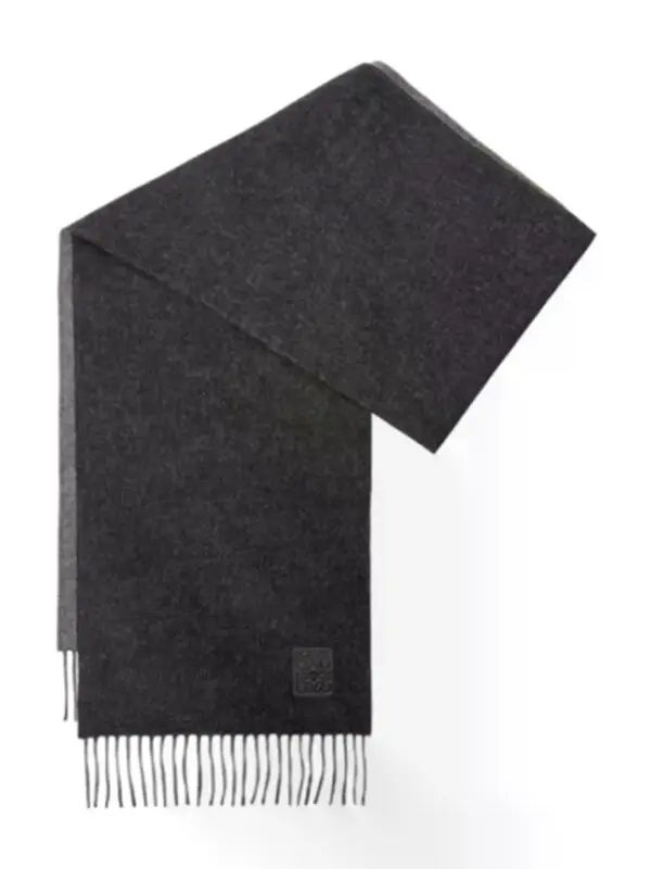 Loewe Two-tone Fringed Scarf - Grey