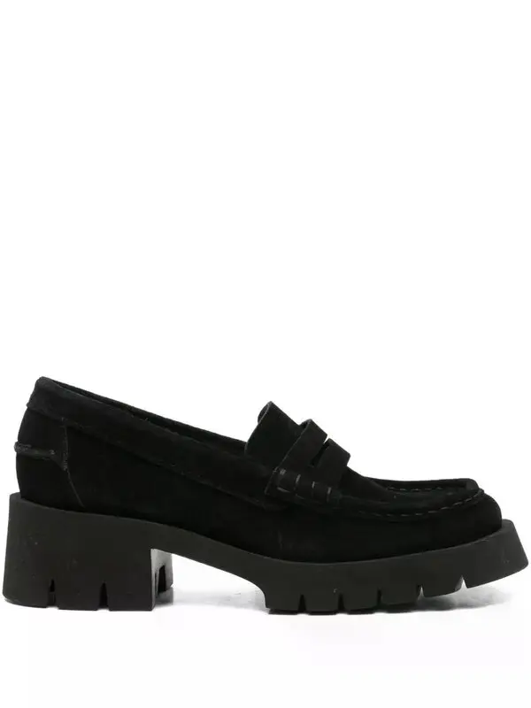 PEDRO GARCIA Penny-strap Heeled Loafers - Black