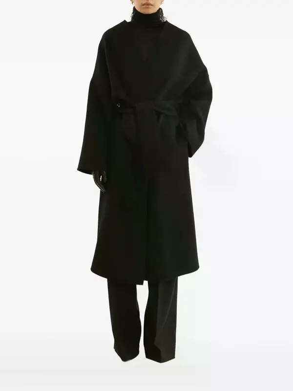LA COLLECTION Belted Wrap Coat - Black