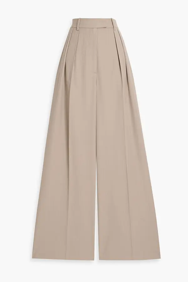 ANINE BING Lou Pleated Wide-leg Wool Pants