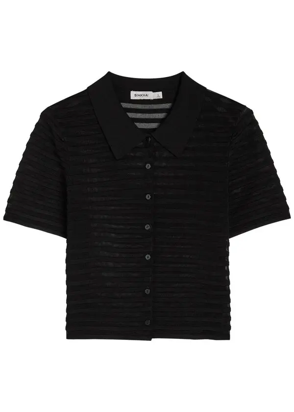 Simkhai Larken Ribbed Mesh-knit Cardigan