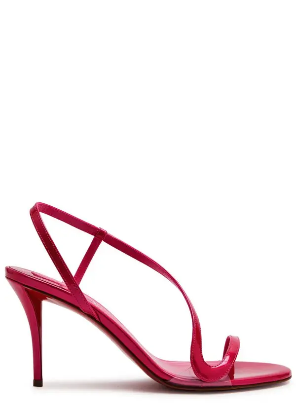 CHRISTIAN LOUBOUTIN Rosa Z 80 Asymmetric Patent Leather Sandals - Fuchsia