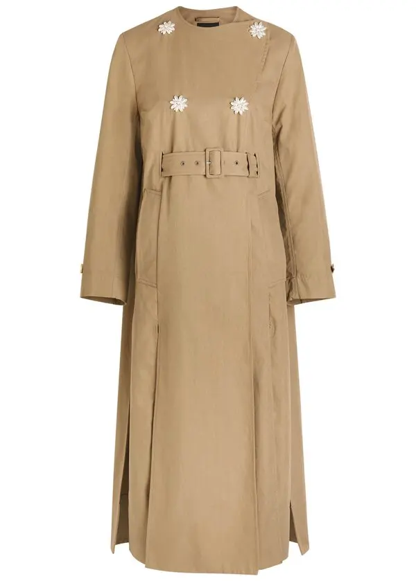 Simone Rocha Embellished Panelled Canvas Trench Coat