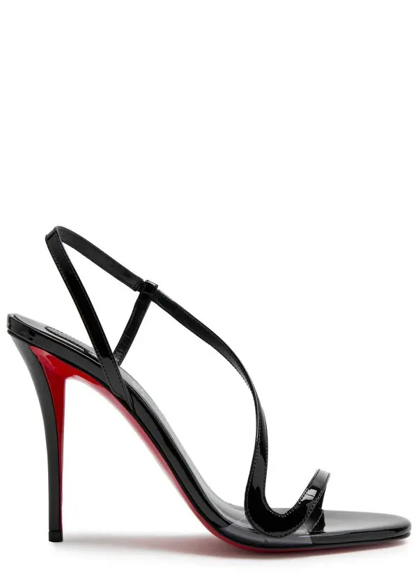 CHRISTIAN LOUBOUTIN Asymmetric Patent Leather Sandals - Black