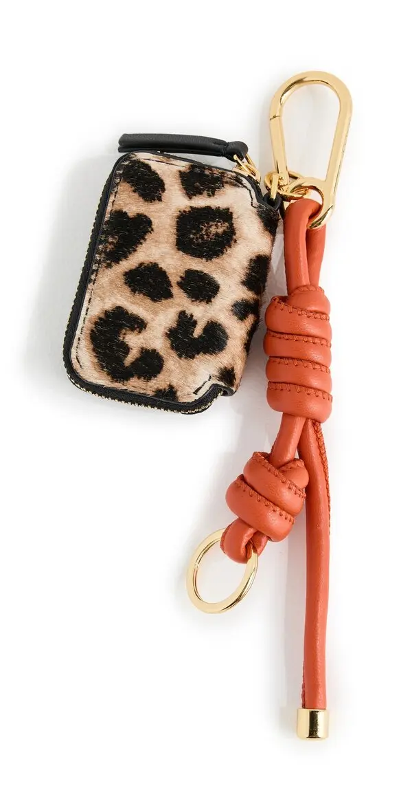Veronica Beard Leopard Zip Pouch Bag Charm - Dark Acorn Multi