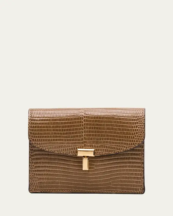 TOTÊME T-lock Lizard-embossed Leather Cardholder