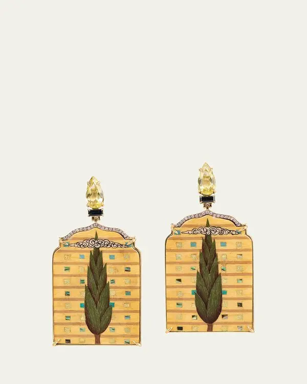 SILVIA FURMANOVICH Marquetry Tree Drop Earrings