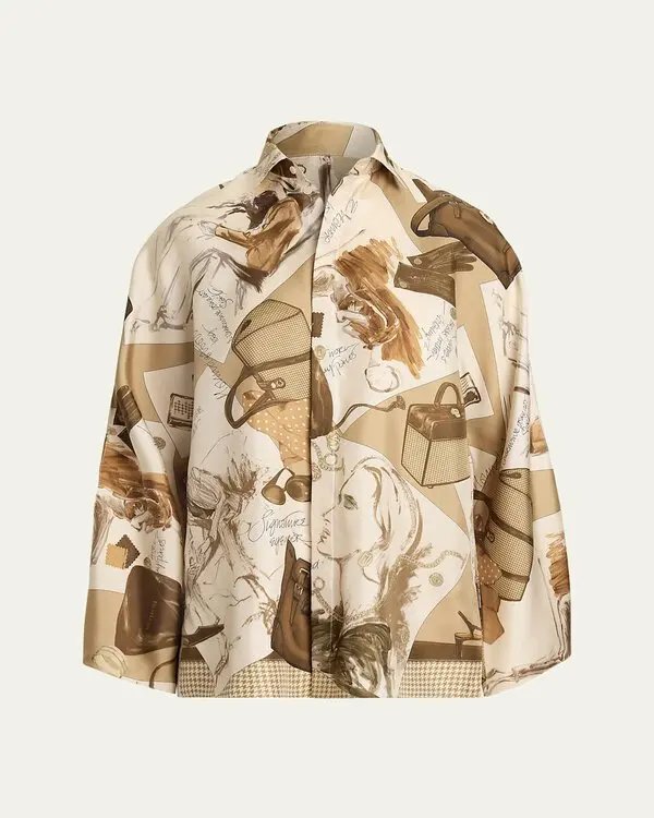 Ralph Lauren Diary-print Silk Twill Blouse