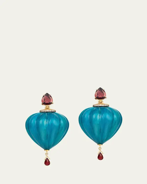 SILVIA FURMANOVICH Turquoise Lacquer Marquetry Drop Earrings