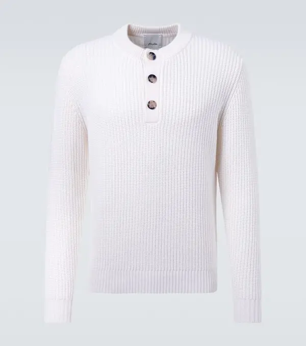 ALLUDE Wool And Cashmere Buttoned Sweater - White