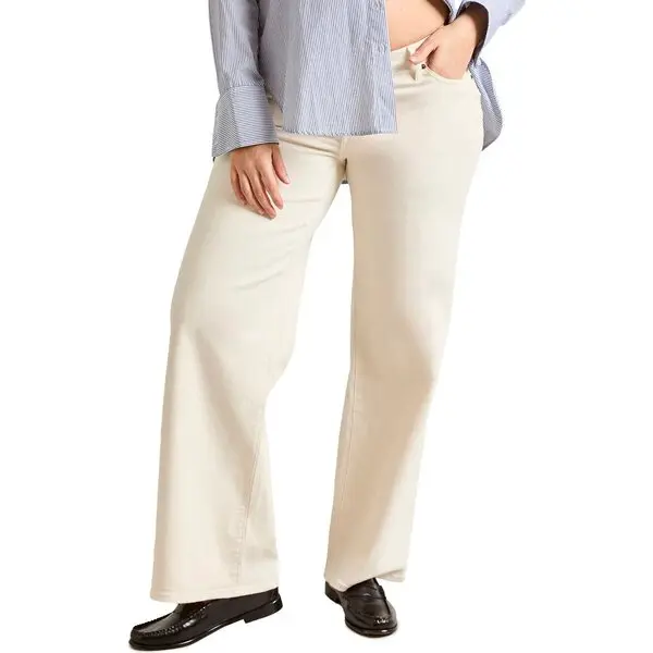 Hatch Collection Relaxed Wide Leg Maternity Jeans - Vanilla