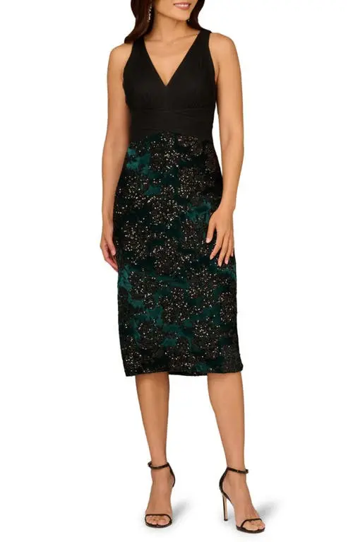 Aidan Mattox Sequin Velvet Sleeveless Cocktail Dress