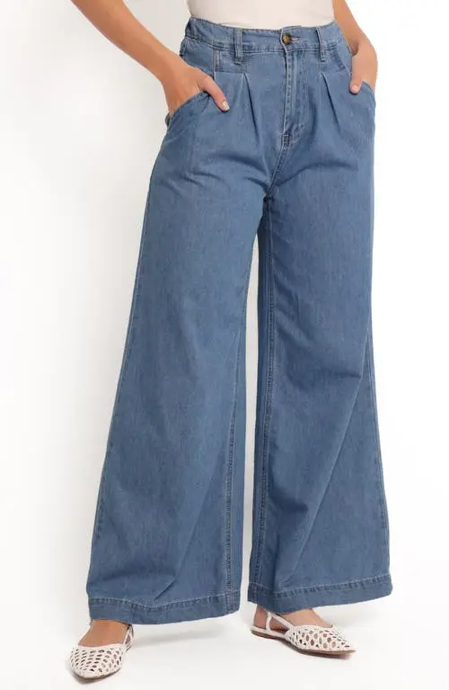PETAL & PUP Pleated Chambray Wide Leg Pants