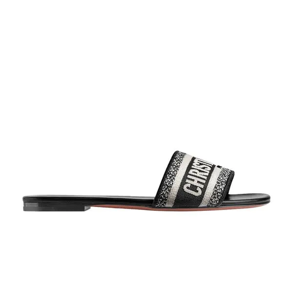 Dior Dway Embroidered Cotton Slide - Black