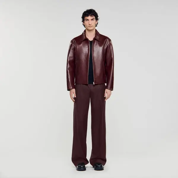 Sandro Classic Zip-up Leather Jacket