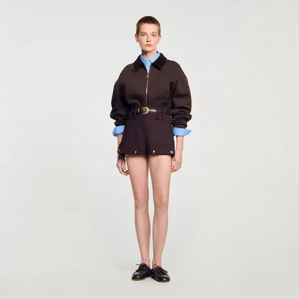 Sandro Cropped Dual-fabric Jacket