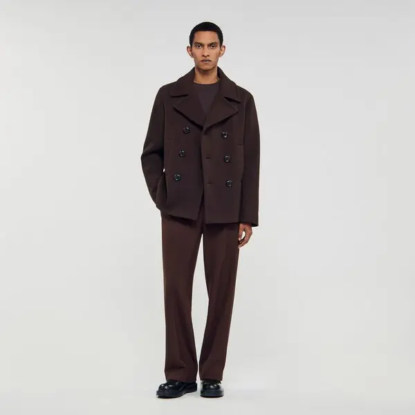 Sandro Double-breasted Wool Pea Coat