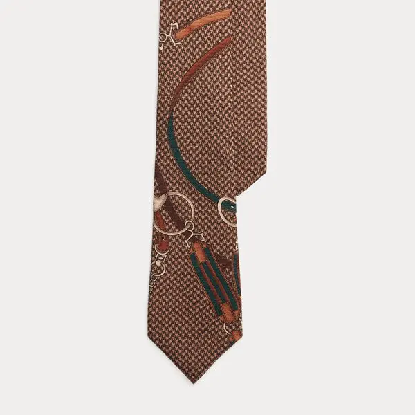 Ralph Lauren Equestrian-print Cashmere-silk Neck Tie - Brown Multi