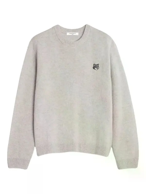 Maison Kitsuné Fox-embroidered Wool Sweater - Grey