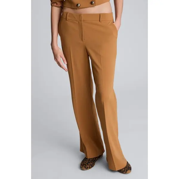 KENNETH COLE Flare Leg Trousers - Rich Umber