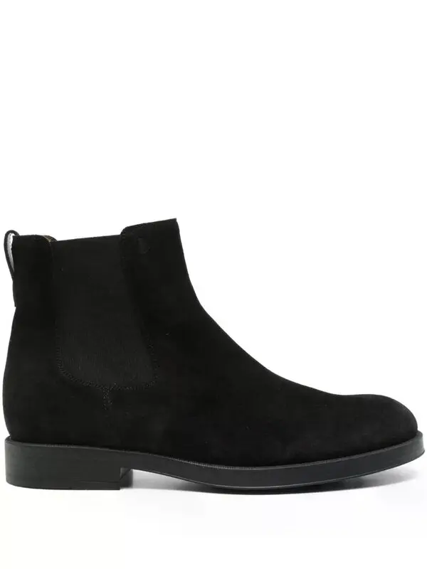 TOD'S Elastic Panel Suede Chelsea Boots - Black