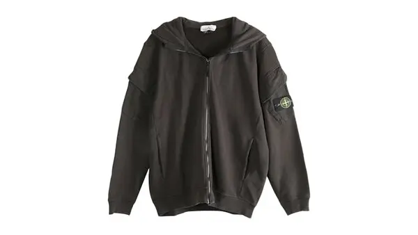 Stone Island Hooded Zip-up Sweater - Lead Grey