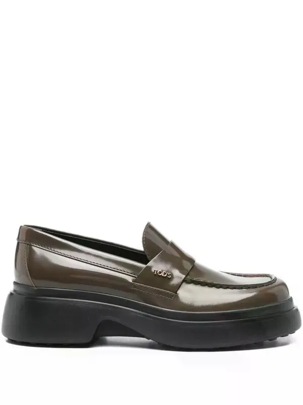 TOD'S Leather Platform Loafers - Green