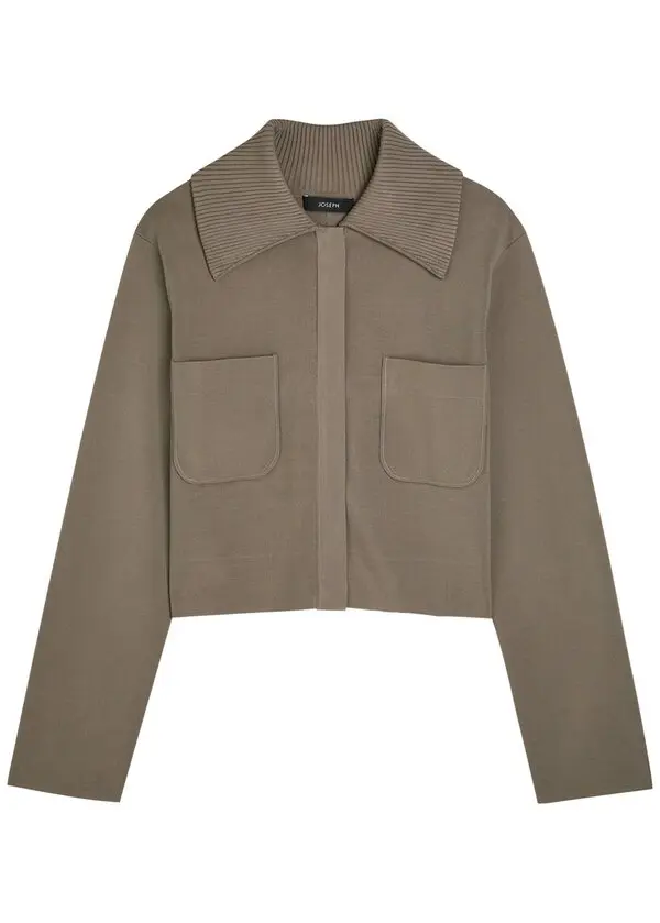 JOSEPH Milano Cropped Knitted Jacket - Brown Light