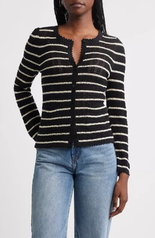 DÔEN Therese Stripe Knit Cardigan - Noir Allaire Stripe