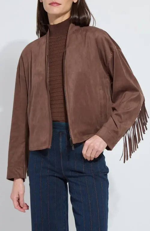 Lyssé Candence Fringe Trim Faux Suede Jacket