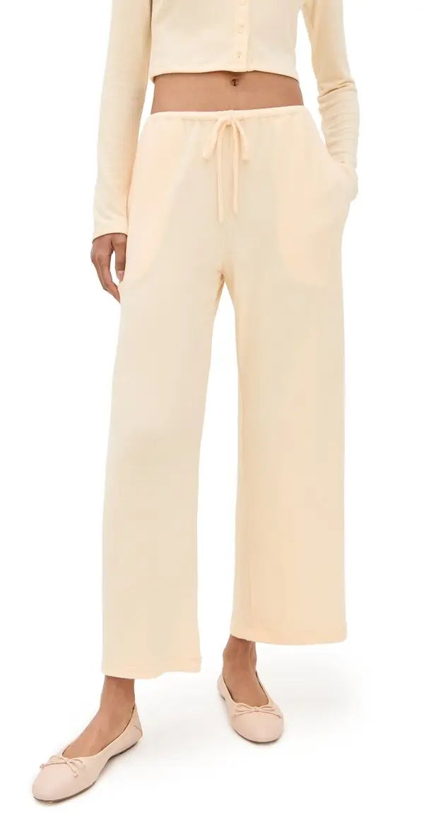 LESET Lauren Crop Drawstring Pants - Vanilla