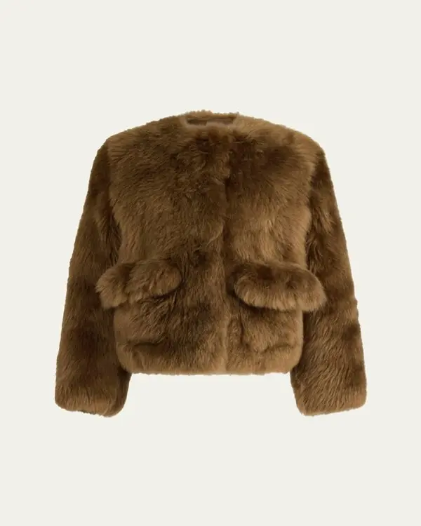 Altuzarra Maury Lamb Shearling Collarless Coat - Olea
