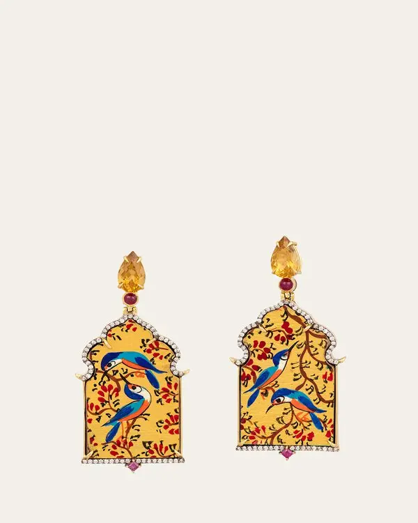 SILVIA FURMANOVICH Papier-mâché Earrings With Diamonds, Ruby, And Citrine