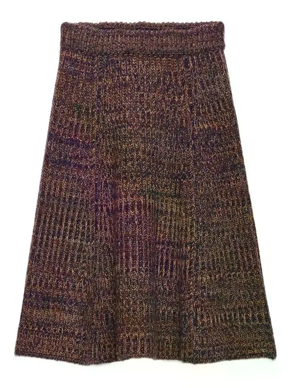 Prada Ribbed Flared Knit Midi Skirt