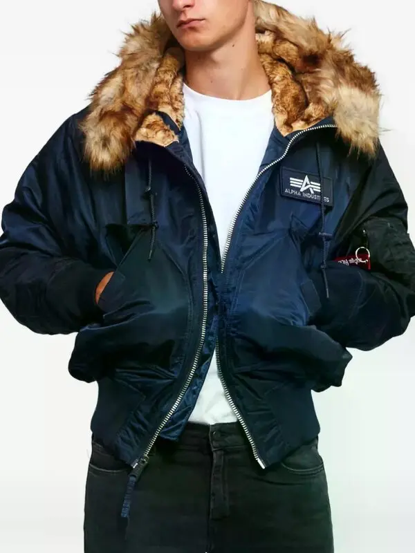 Alpha Industries Faux Fur-trimmed Hooded Bomber Jacket