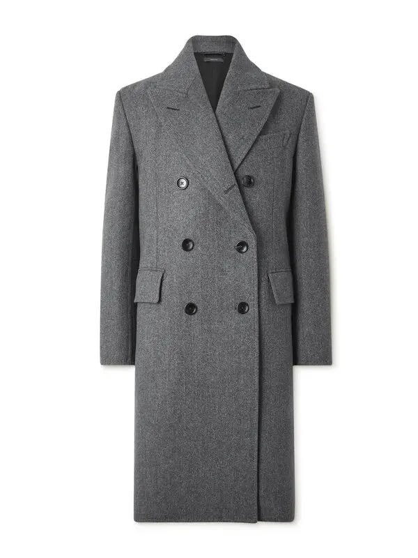 TOM FORD Double-breasted Herringbone Wool Overcoat